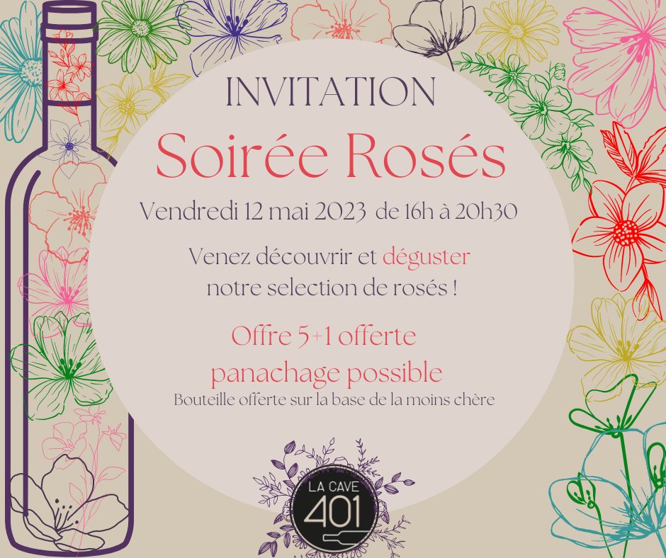 Invitation pour la soirée Rosés - LA CAVE 401
